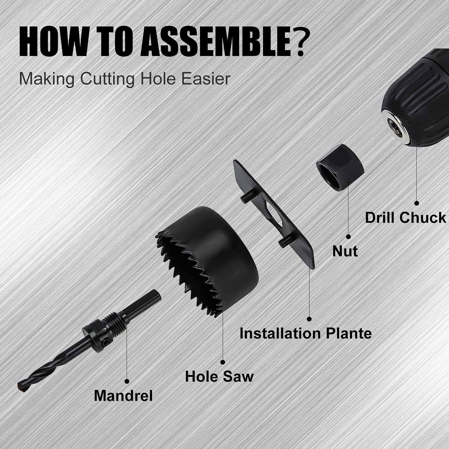 KATA Hole Saw Set, 27PCS Hole Saw Kit with 13PCS Saw Blades Gifts for Men, 3/4" to 5" (19mm-127mm) Hole Saw, Mandrels, Hex Key and Drill Bits in Storage Case, Ideal for Soft Wood, PVC Board