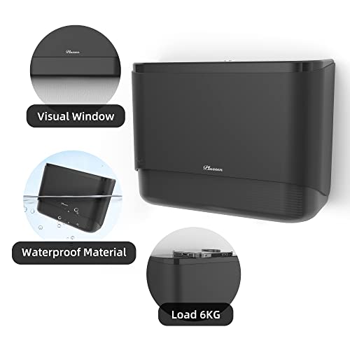 PLUSSEN Paper Towel Dispenser Wall Mount,Black Commercial Paper Towels Holder Dispensing Multi-Fold Trifold Tissue for Bathroom Kitchen Office