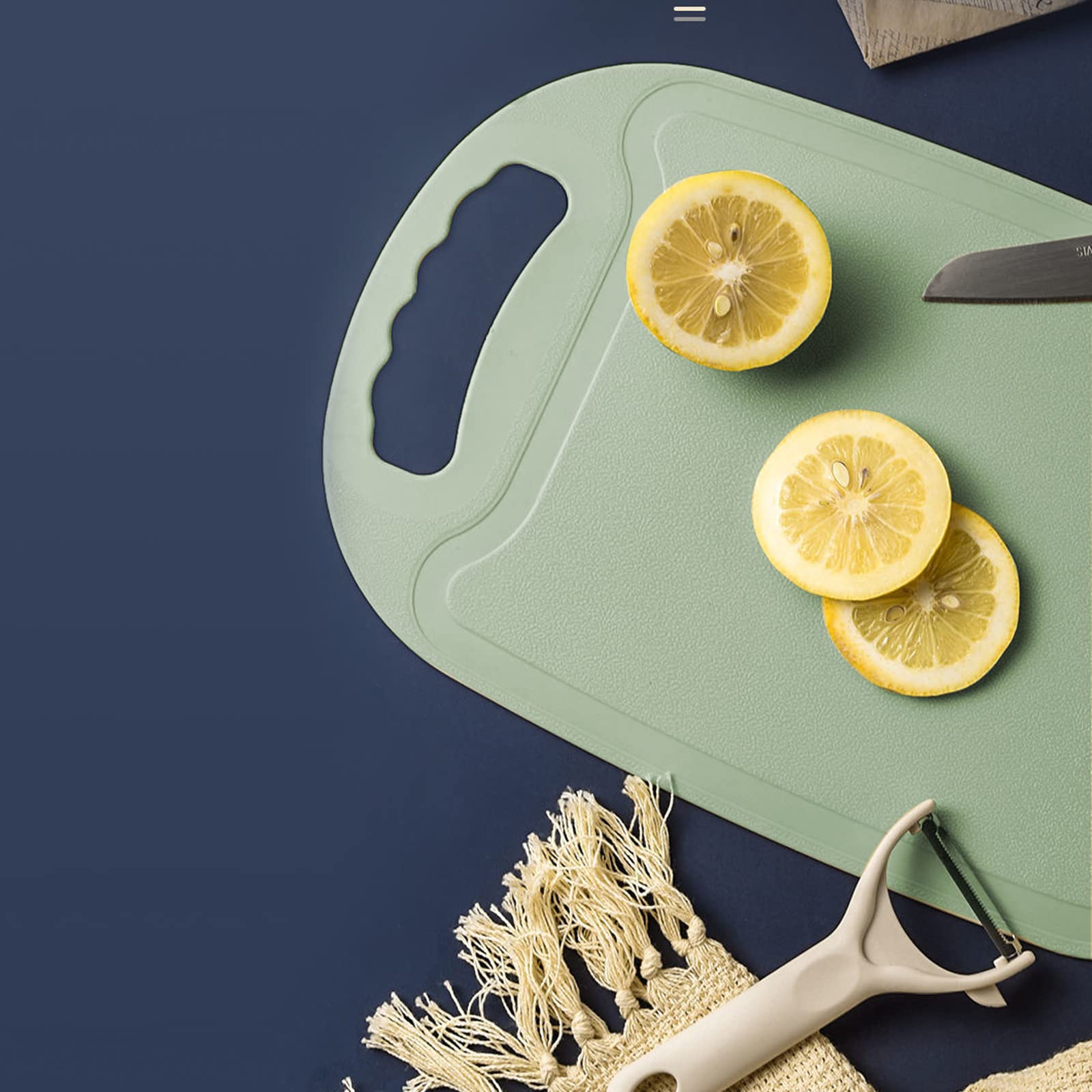 Kitchen Organic Bamboo Cutting Board with Easy Grip Handle,BPA Free Food Safe Wheat straw PP material Cutting Board combination. chinese Cutting Board