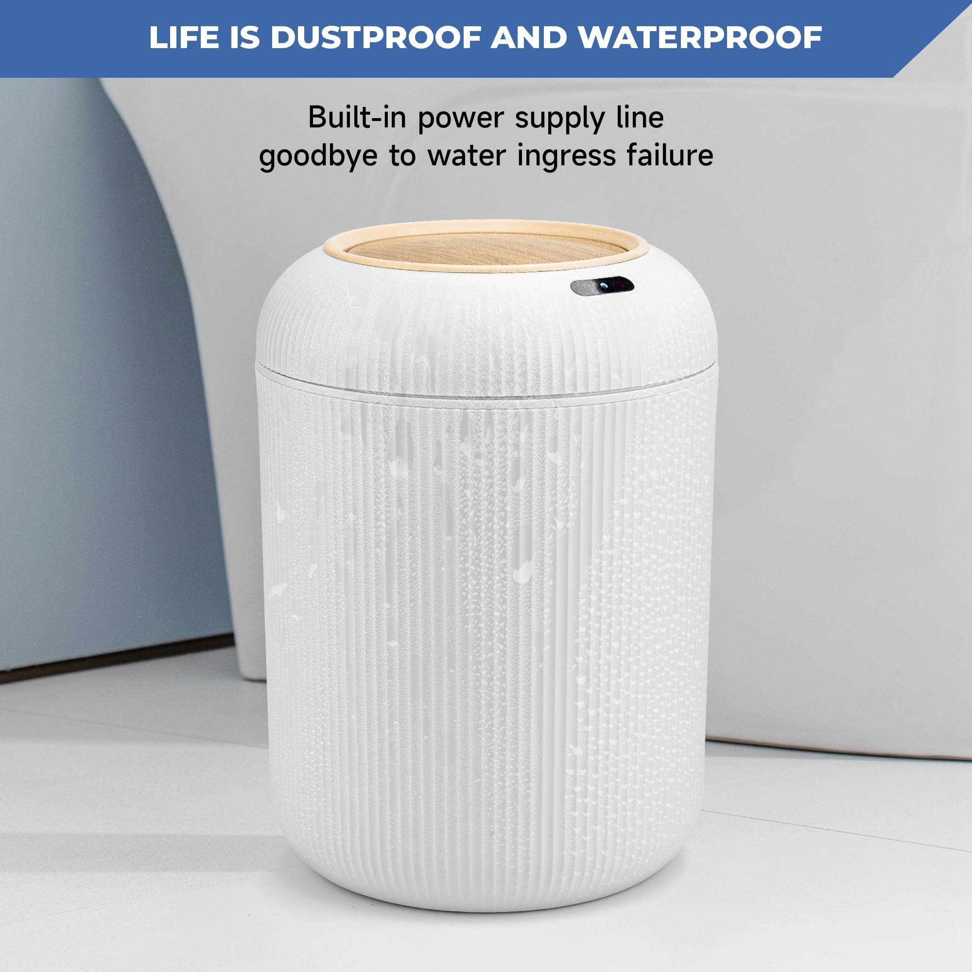 Pukomc Automatic Motion Sensor Bathroom Trash Can with Lid, 3 Gallon / 11 L Touchless Trash Bin, Smart Plastic Garbage Can, Intelligent Trash Can for Bedroom, Bathroom, Kitchen, Office, White