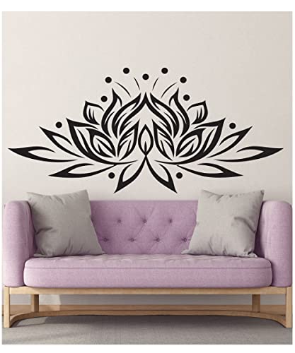Lotus Flowers Wall Decal. Namaste Vinyl Sticker. Boho Decals. Mehndi Decal. Yoga Studio Wall Decor. Bohemian Bedroom Decor. Living Room Wall Art N22