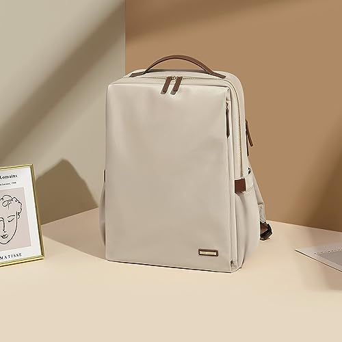 GOLF SUPAGS Stylish Laptop Backpack for Women Airline Approved Perfect for Work College and Travel Multi-Functional Casual Daypack Fits 15.6 Inch Notebook (Apricot)