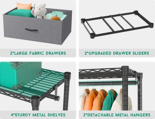 REIBII Clothes Rack,Clothes Racks for Hanging Clothes Rack Heavy Duty Clothing Rack Load 620LBS Clothing Racks for Hanging Clothes Adjustable Portable Garment Rack Free Standing Wardrobe Closet
