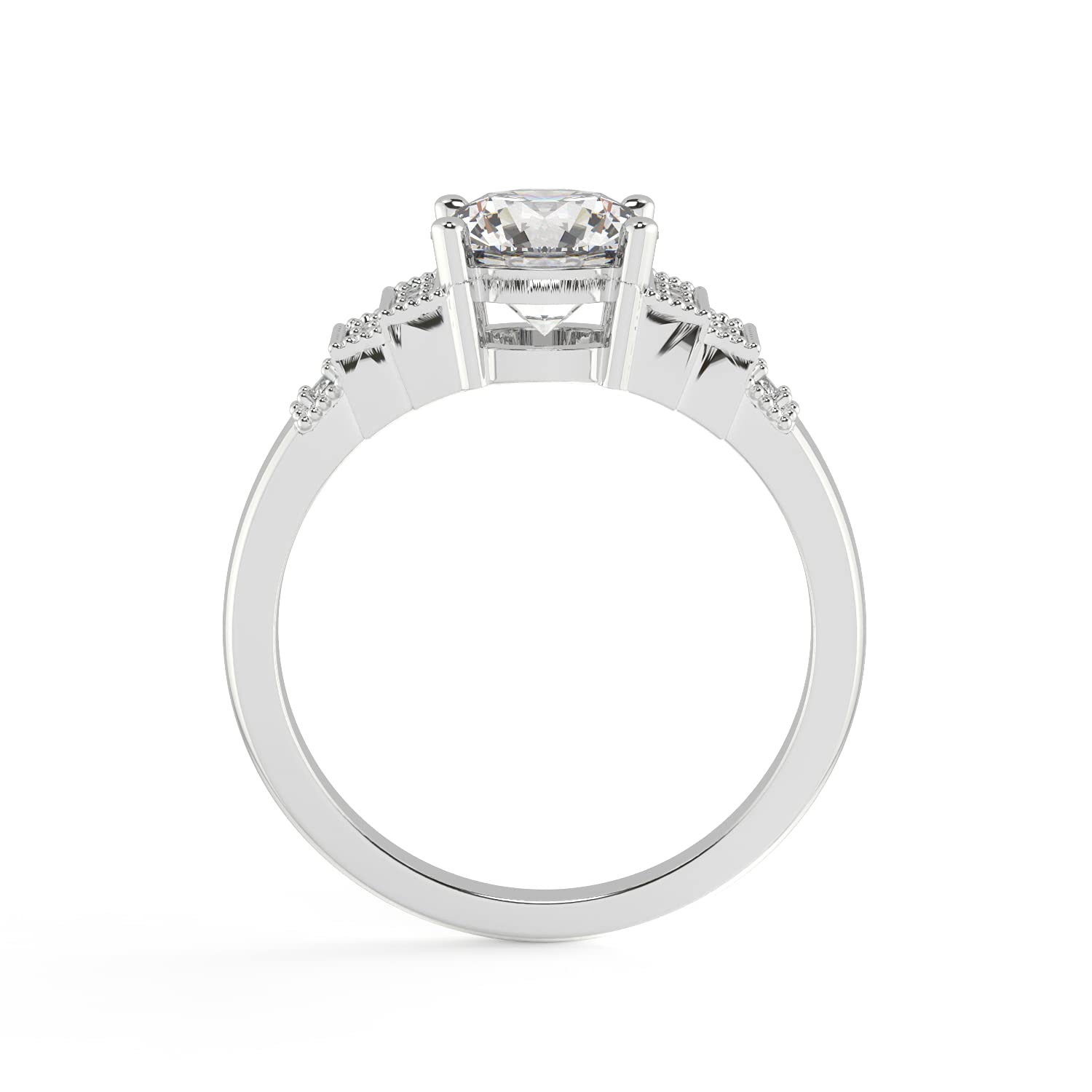 FRIENDLY DIAMONDS 0.50 carat IGI Certified Round Shape Lab Grown Diamond Engagement Ring | 14K White Gold | Joy Tapering Side Stone Lab Diamond Ring | FG-VS1-VS2 Quality (Ring Size 6.5)