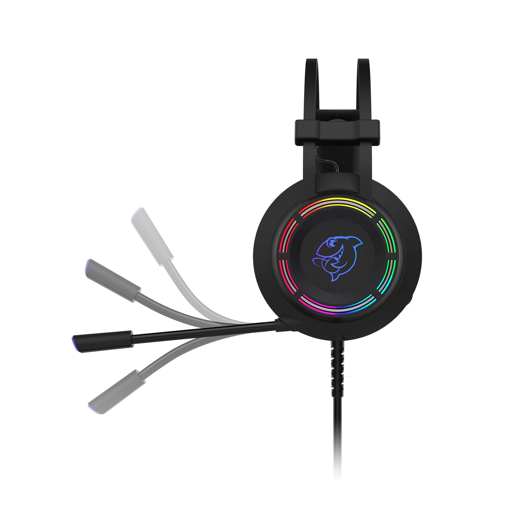 FIRSTBLOOD ONLY GAME. DHG160 Gaming Headset PS4 Headset with 7.1 Surround Sound, Noise Canceling Microphone, RGB Light, USB Cable Only, Black