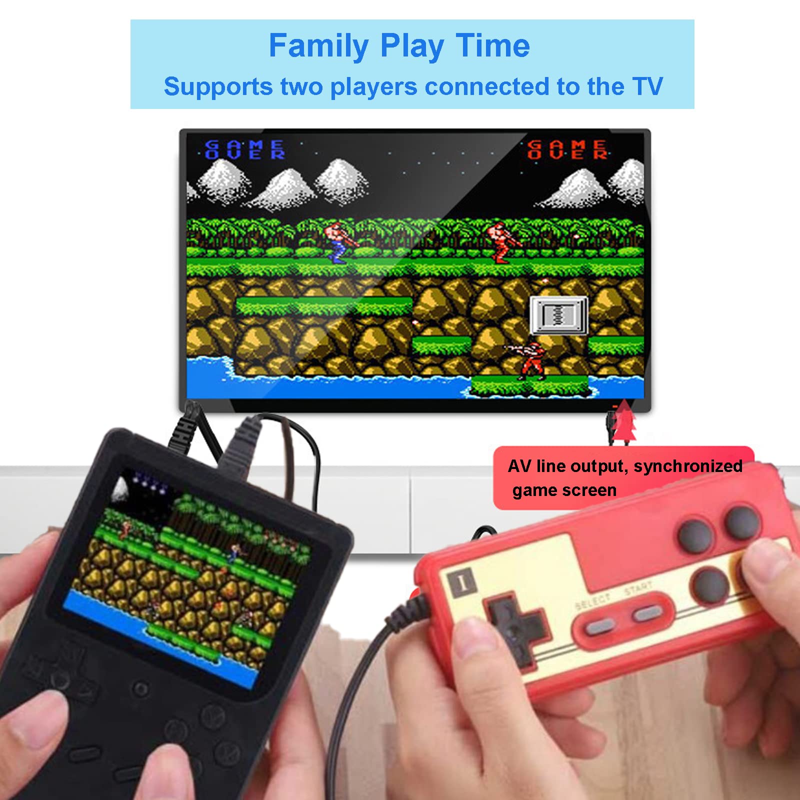 Handheld Game Console-Portable Retro Video Game with 400 Classic FC Games, 2.8 Inch Color Screen, Support TV Connection & Two Players, 1020mAh Rechargeable Battery Present.Christmas gift,Birthday gift