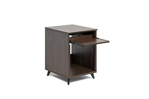 Gator Frameworks Elite Series 10U Studio Rack Desk with Slide-Out Tray and Rear Cable Passthrough; Dark Walnut Finish (GFW-ELITEDESKRK-BRN)