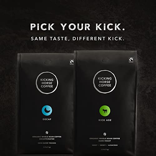 Kicking Horse Coffee, Swiss Water Process, Whole Bean, 2.2 Pound - Certified Organic, Fairtrade, Kosher Dark Roast Coffee, 35.2 Ounce