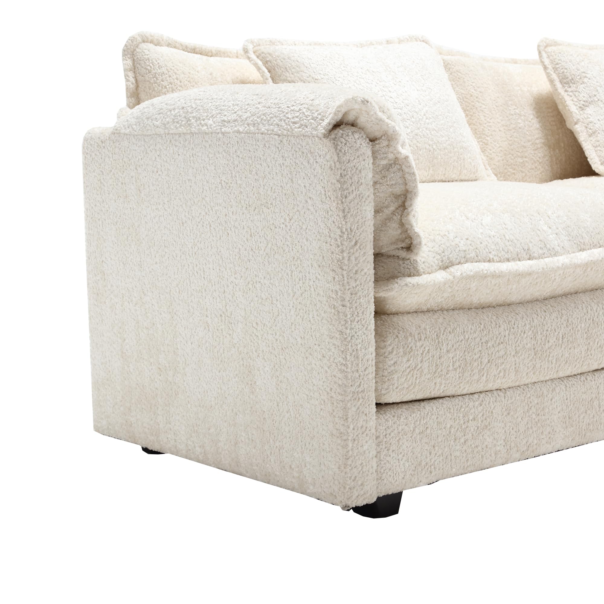OUYESSIR Oversized Sectional Sofa Cloud Couch for Living Room, 112" Chenille Modern Upholstery L Shape Sofa, Comfy Boucle Modular Sleeper Sofa with Ottoman & Memory Foam,White