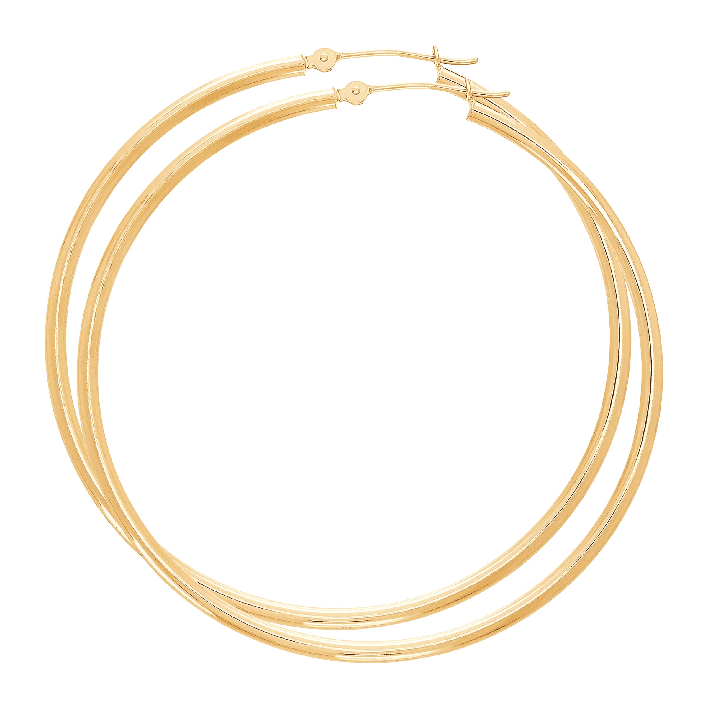 Finecraft 50mm Round Tube Hoop Earrings in 10K Yellow Gold