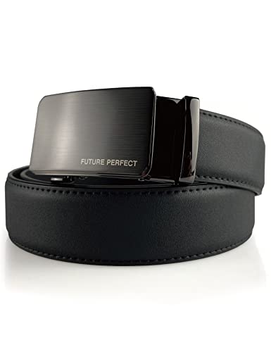 Future Perfect Men's Belt, Genuine Leather Ratchet Reversible classic Slide Buckle for Jeans Dress, Adjustable Trim to Fit