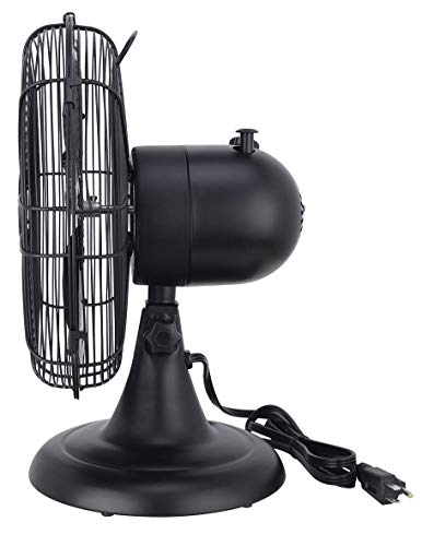 Good Housekeeping All-Metal 12” Retro Table Fan in Matte Black