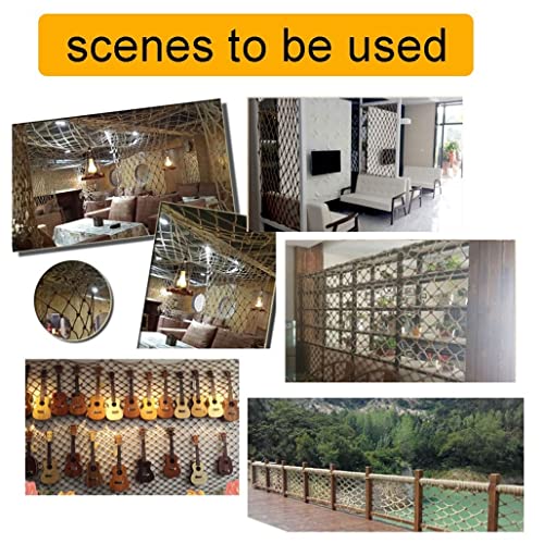 OUYOXI Balcony Anti-Fall net Hemp Rope Net Industrial Wall Decor for Living Room/Dining Room/The Home,Mesh Netting for Stuffed Animals,Natural Jute Material,8mm/20cm,Multiple Sizes(Colour