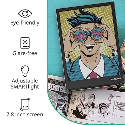 PocketBook InkPad Color 2 E-Book Reader | Enhanced 7.8'' Color E-Paper E-Ink Screen | Eye-Friendly E-Reader for Comics | SMARTlight | Audiobooks & Text-to-Speech | Bluetooth® & Built-in Speaker