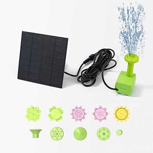 Ottertata Solar Fountain Pump for Bird Bath, 1.4W Solar Bird Bath Fountains with13 Nozzles, Free Standing Solar Water Fountain for Pond, Pool, Fish Tank, Aquarium and Garden