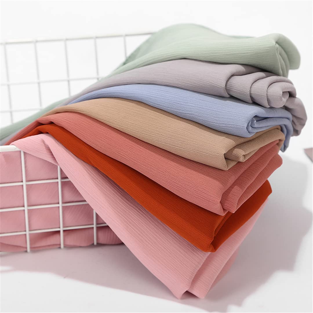 Hcclijo 5Pcs/Box Muslim Plain Crepe Hijab Heavy Chiffon Scarf Soft Shawls Crinkle Wraps Band Customize Box Foulard 23020175CX6