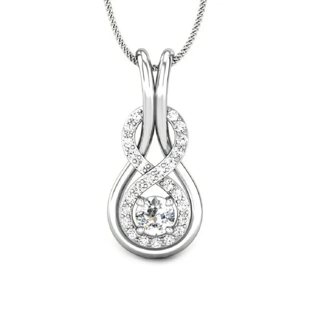 ERAA Jewel 2 CT Round Colorless Moissanite Engagement Pendant, Wedding Bridal Pendant, Eternity Sterling Silver Solid Diamond Solitaire -Prong Anniversary Promise Gift for Her