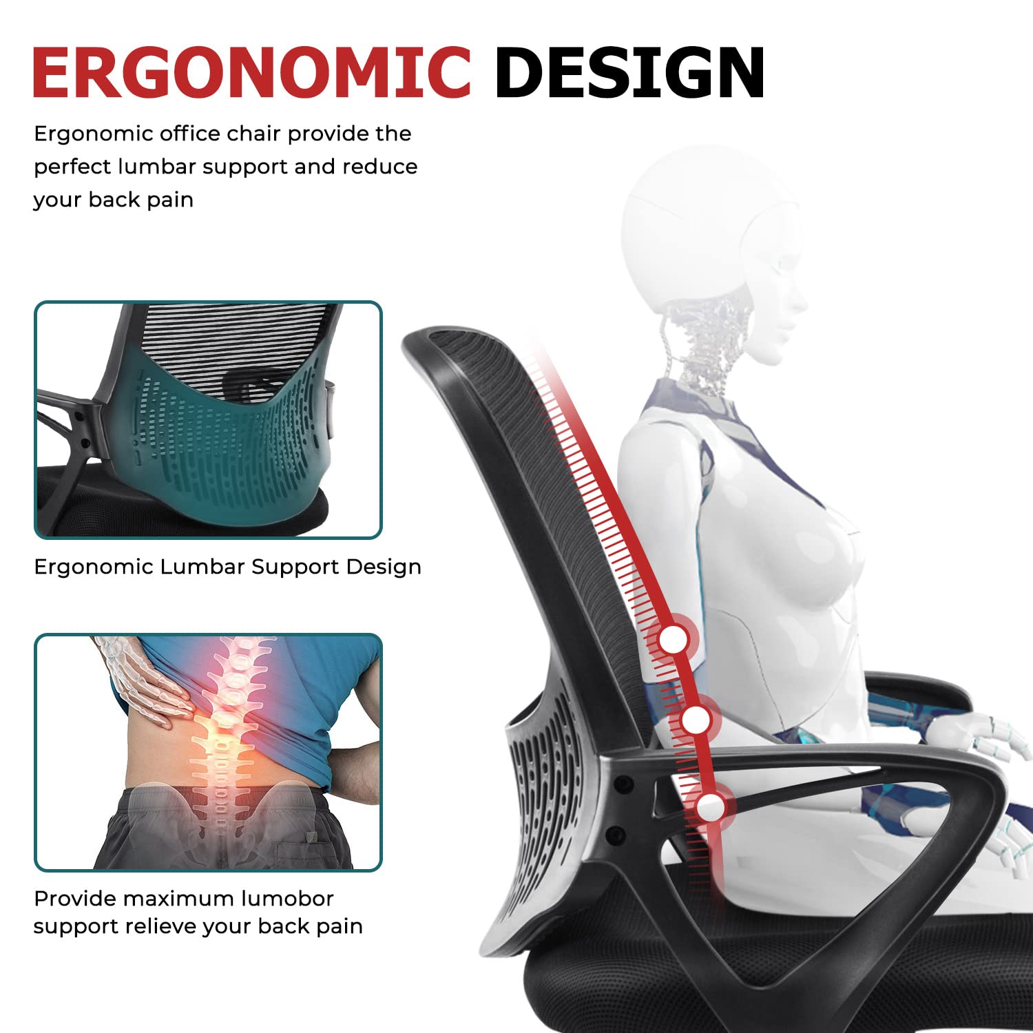 HOMEFLA Drafting, Tall Office, High Adjustable Ergonomic Mesh Computer Task Chairs with Lumbar Support, Armrests and Foot-Ring for Bar Height Desk, 28" D x 19" W x 47" H, Black