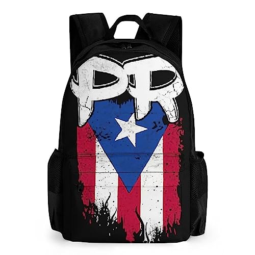 Supdreamc Durable Polyester Daypack Backpack for Sports Travel Running - Big Capacity Anti-Theft Multipurpose Carry On Bag, Flag of Puerto Rico Boricua Art Laptop Book Bag Rucksack