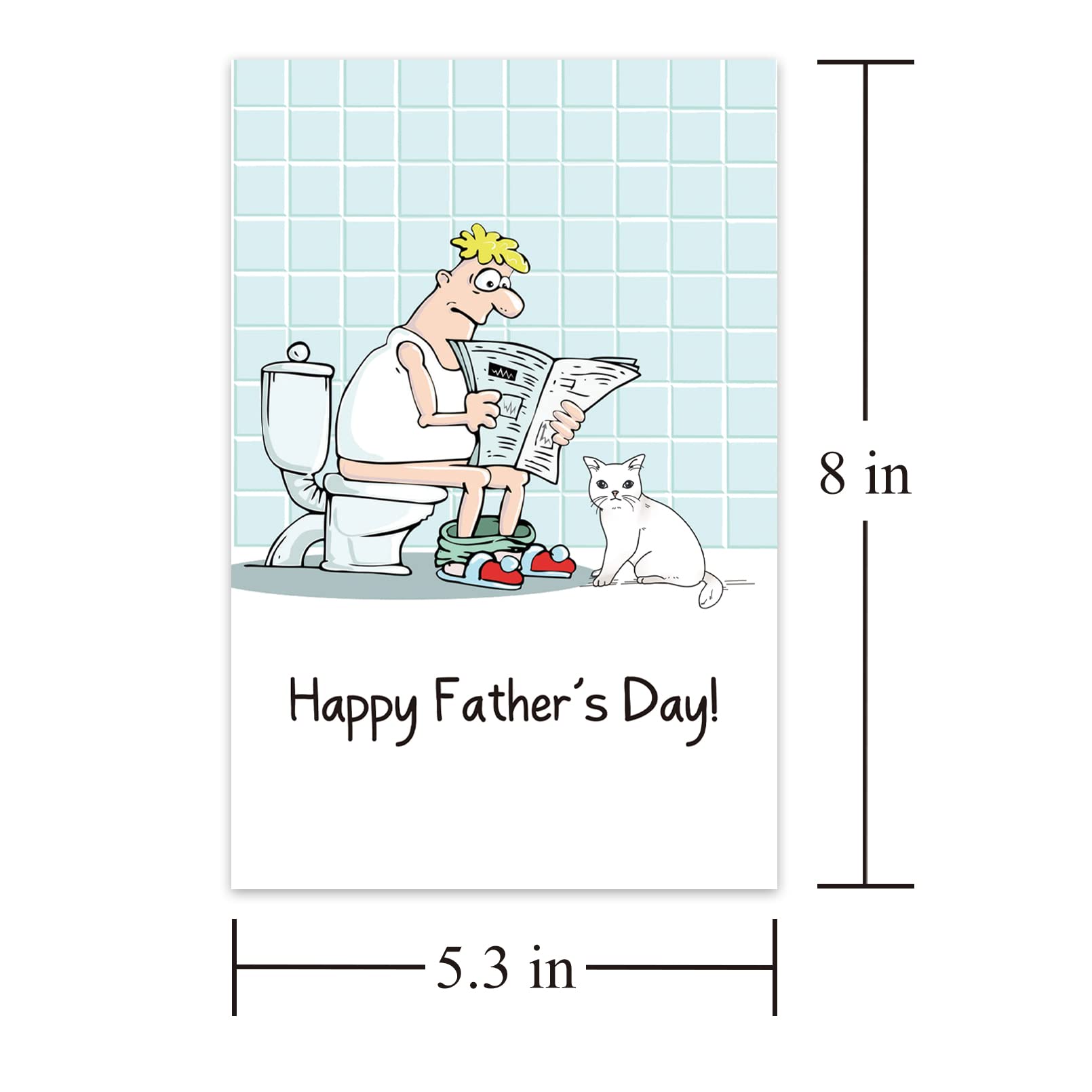 Lovely Happy Father's Day from Cat, Adorable Cat Dad Card, Fathers Day Card with Envelope for Cat Lover
