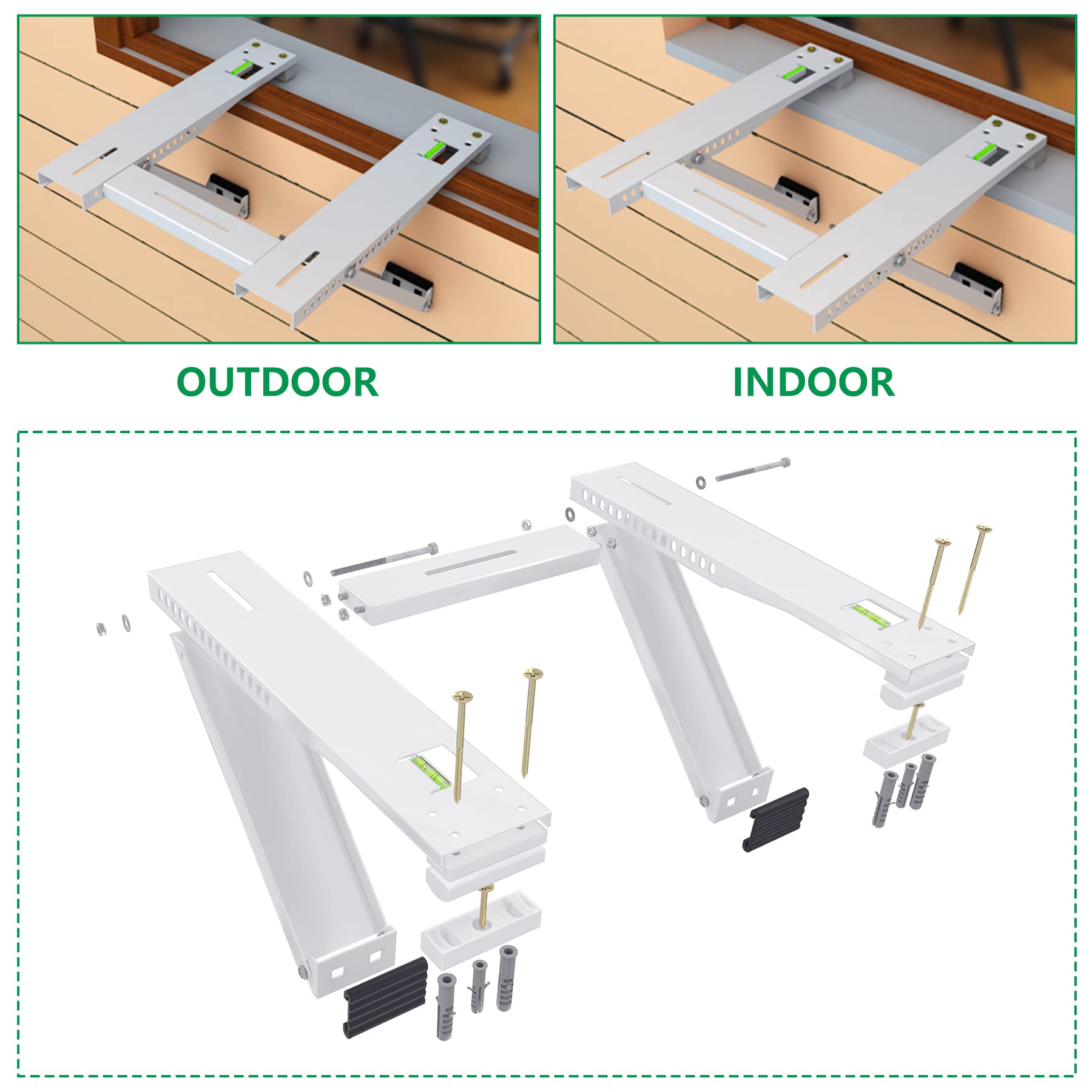 Forestchill Window Air Conditioner Bracket, Heavy Duty AC Support Brackets with 2 Arms, Fit 5,000 to 24,000 BTU Window Units, Up to 220 lbs