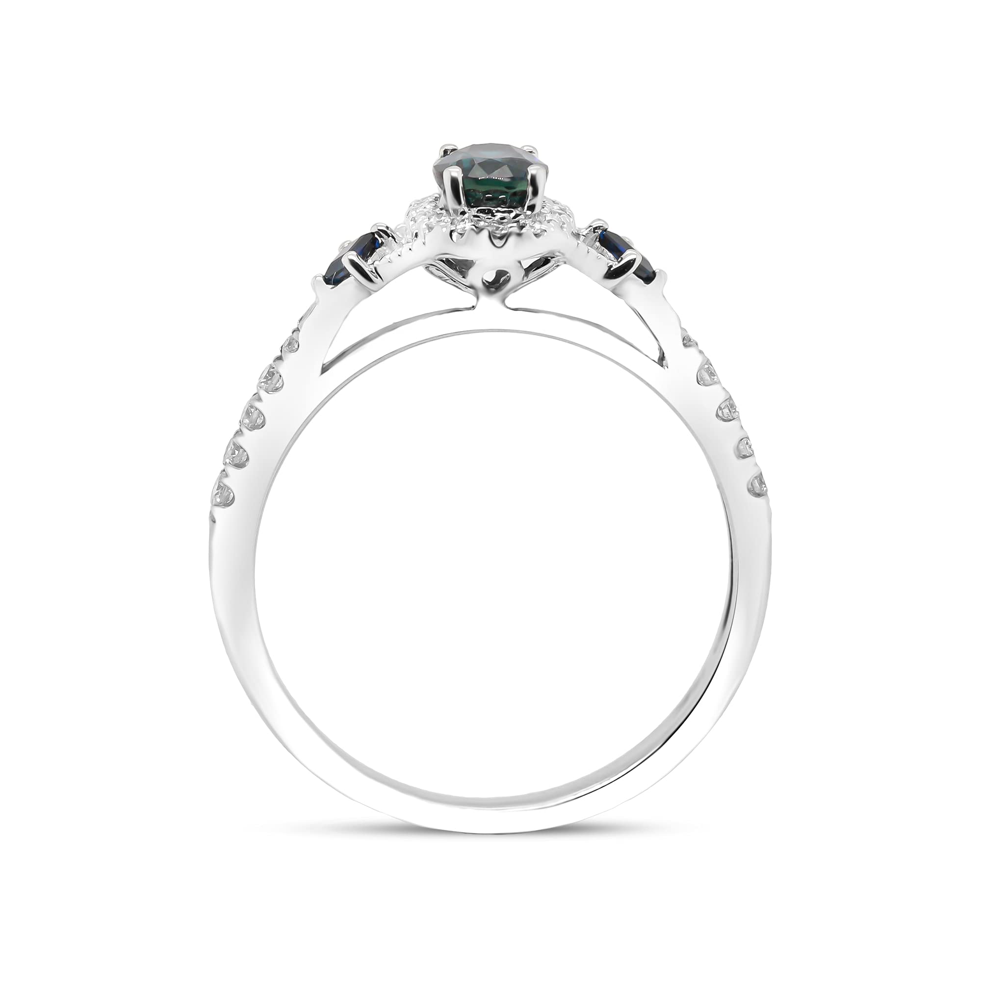 Gin & Grace 10K White Gold Genuine Blue Sapphire and Natural Diamond (I1) Ring for Women., Metal gemstone diamond, Sapphire,