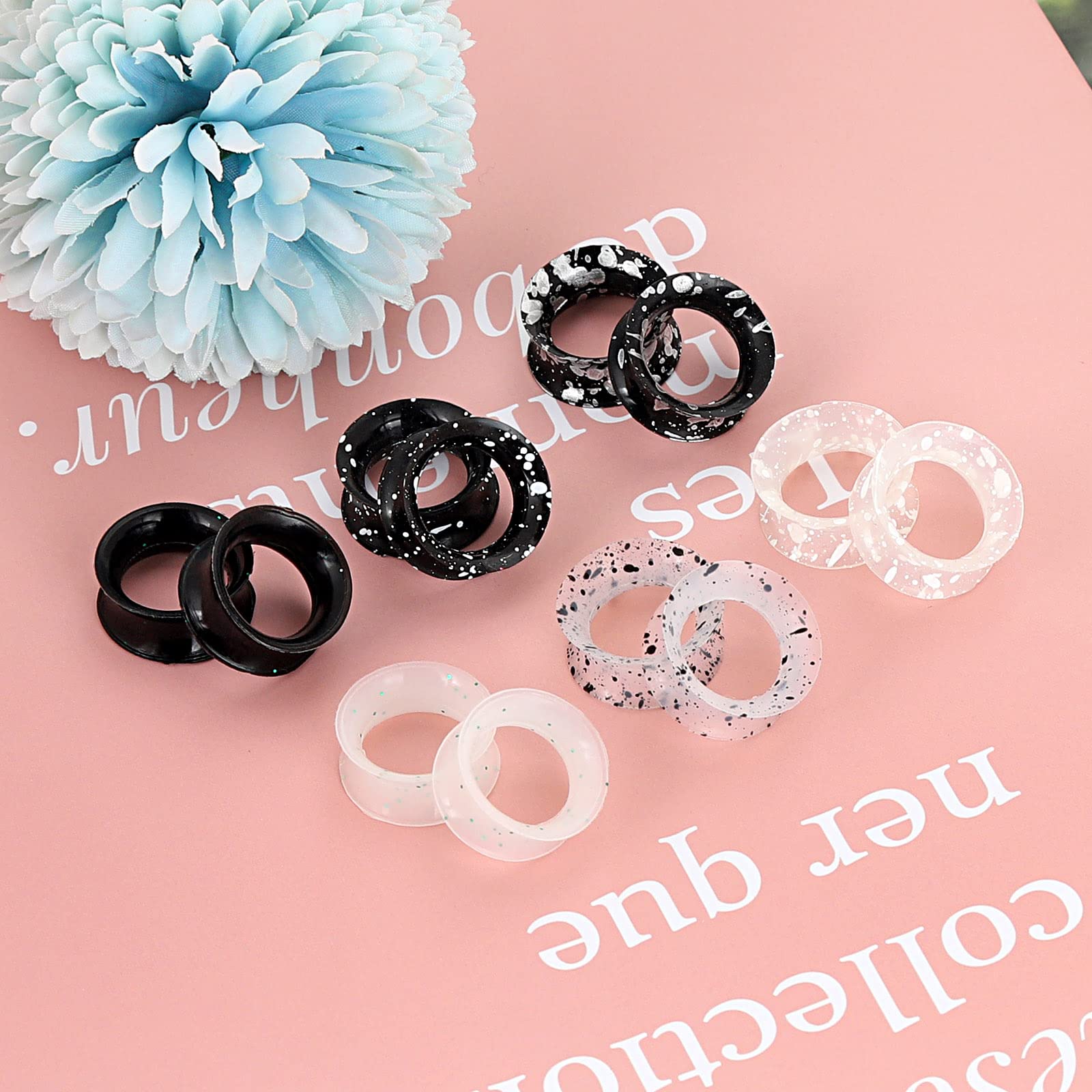Glupez 12PCS Soft Silicone Ear Gauges Ear Tunnels Thin Silicone Tunnels Silicone Ear Plugs Double Flared Flexible Ear Expander Tunnel Ear Stretching Earrings 3/4nch 20MM