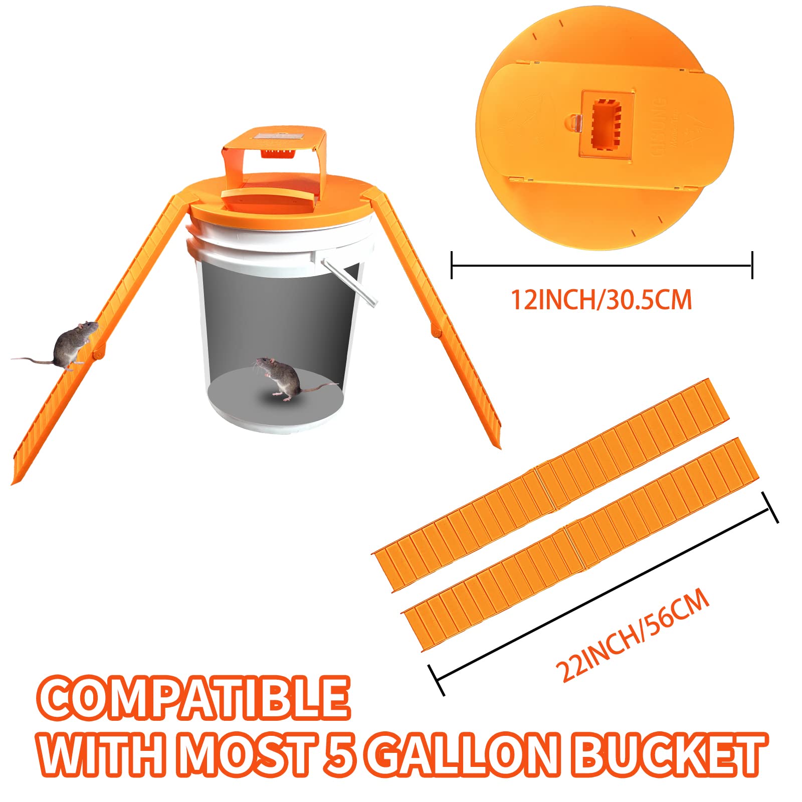Mouse Traps Indoor for Home, 4 Pack Mouse Trap Bucket Lid with Upgrade Clear Bait Box, 2 Entrances Auto Reset, Efficient Humane Rat Trap for Indoor Outdoor Use, 5 Gallon Bucket Compatible