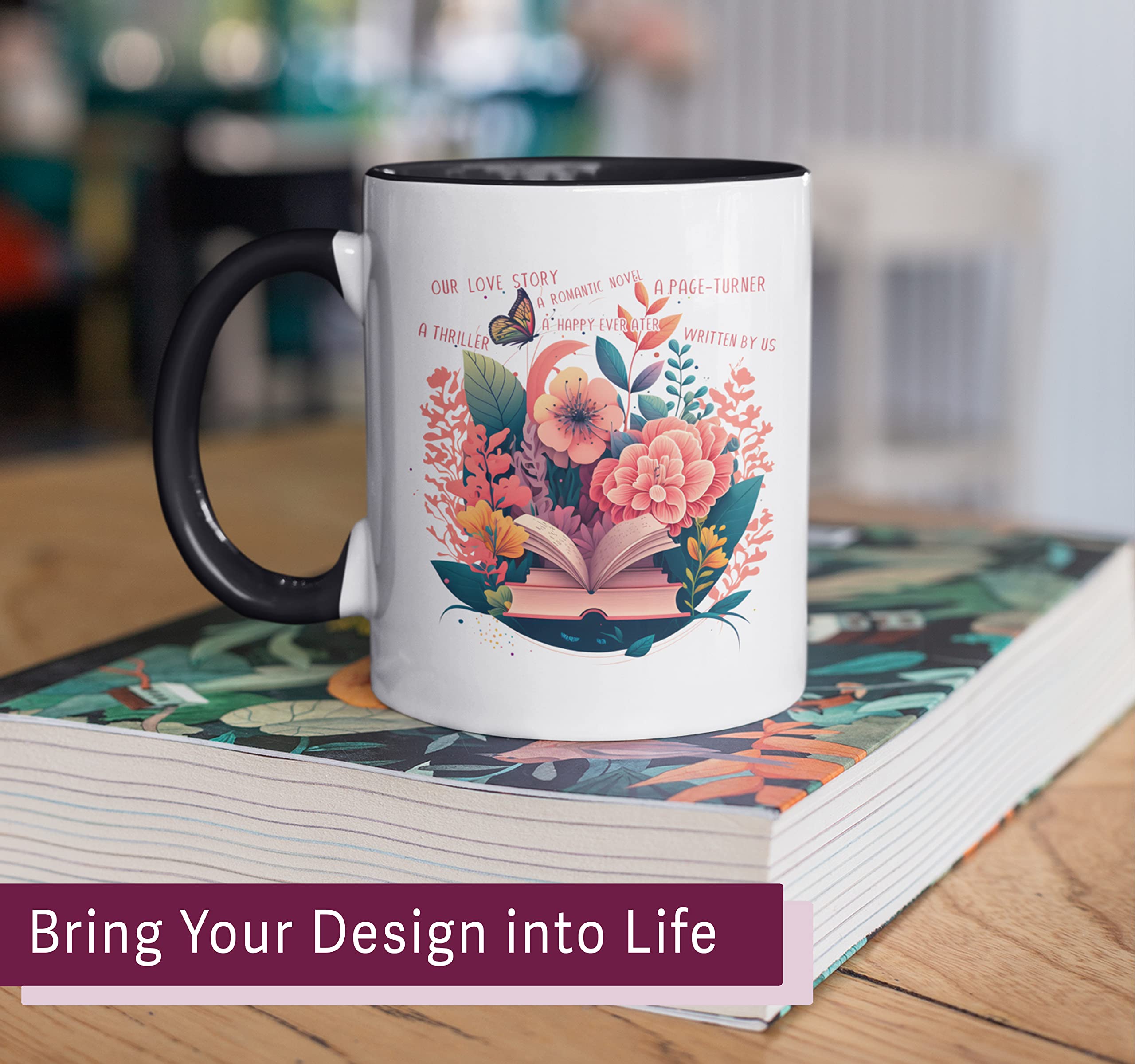 HomeBee Personalized Coffee Mug | Custom Photo Text or Logo Ceramic Mug | Customized 11 Oz Tea Cup β Unique Gift for Men & Women | Taza Personalizadas Design with Picture and Words | White β Black