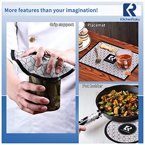 KitchenRaku 2 Pcs Induction Cooktop Mat, (magnetic) Induction Cooktop Protector For Induction Stove, Round Stove Top Cover Induction Silicone Mat, Usable as Microwave Mats (7.9", White)