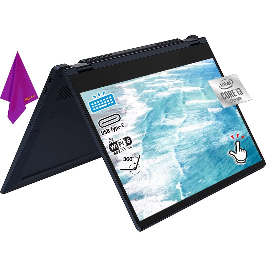 Lenovo Chromebook Flex 5i 13.3" Touchscreen FHD 1080p IPS Display, 2in1 Flip Laptop, Backlit Keyboard, Intel i3-1115G4, USB Type-C, Wi-Fi 6, SD Card Reader, Webcam, Chrome OS, 8GB RAM, 64GB eMMC+Cloth