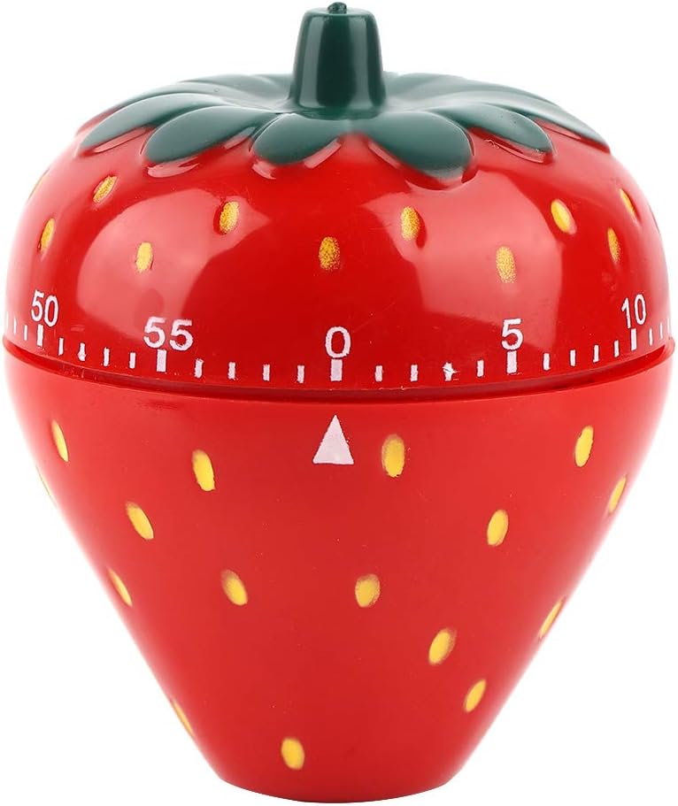Kitchen Timer for Cooking, Strawberry Timer Strawberry Shaped 60 Minutes Kitchen Timer Mechanical Time Reminder Loud Ring Cooking