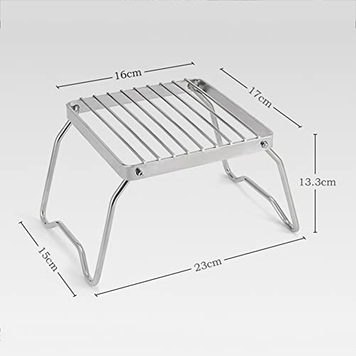 Outdoor Camping Portable Folding Burner Stove Stand Bracket, Folding Campfire Grill, Stainless Steel Cooking Grate with Adjustable Legs, BBQ Grill Holder for Camping Hiking Backpacking Striped