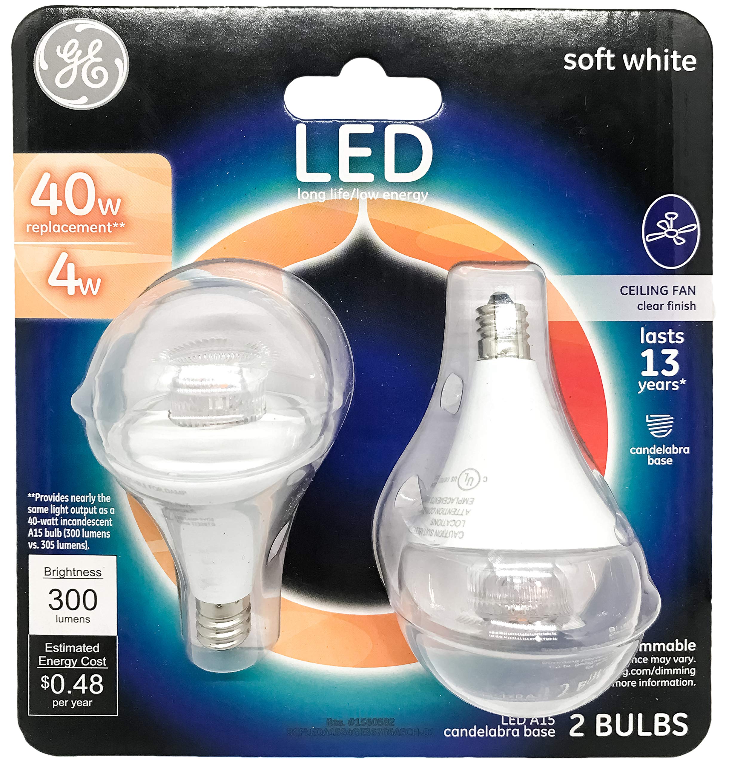 GE Lighting 4-Watt (40-Watt Replacement), 300 Lumens, Clear Finish, Soft White LED Bulb (6 Bulbs)