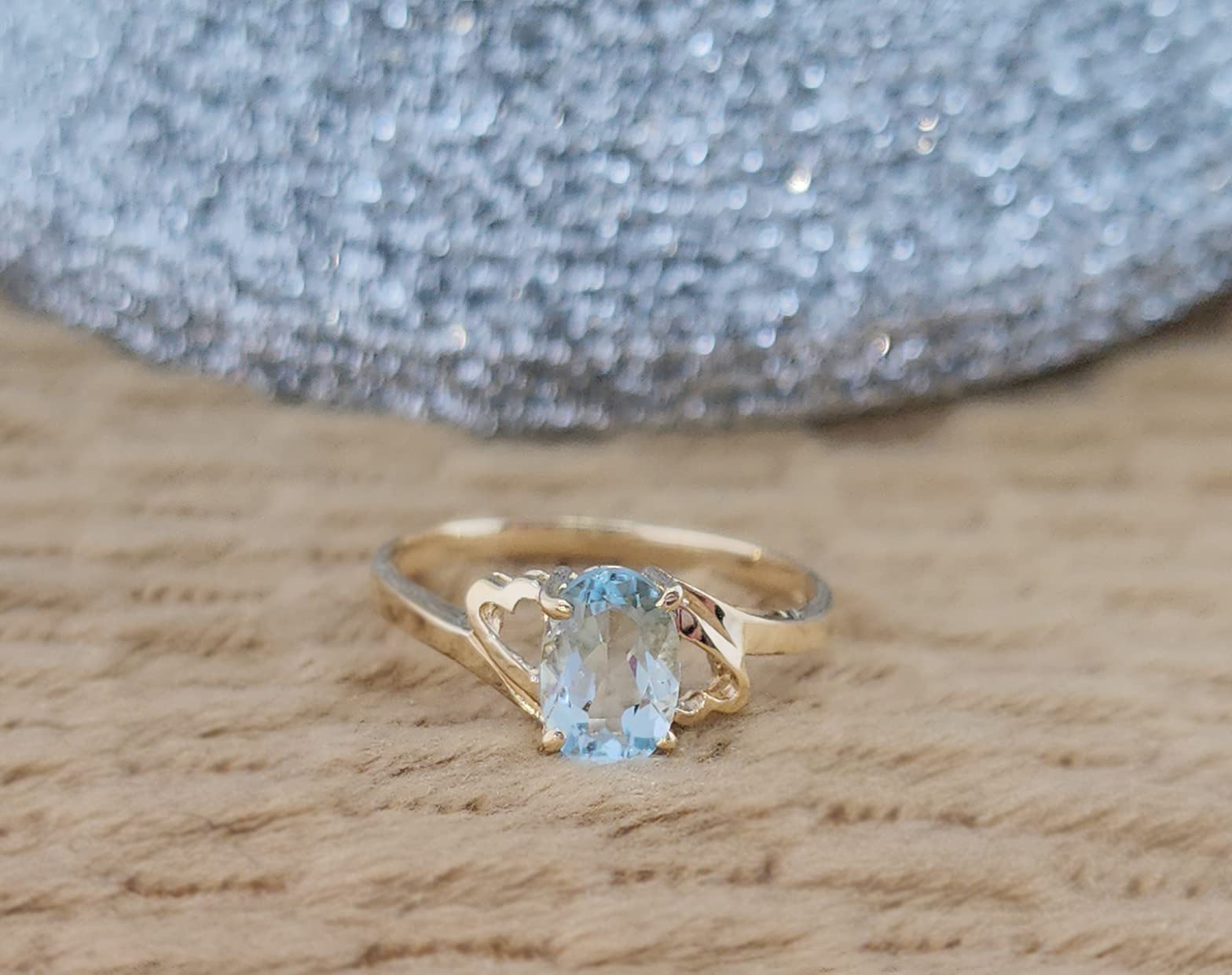 Galaxy Gold GG 14k Yellow Gold Natural Aquamarine Ring - Size 8.0