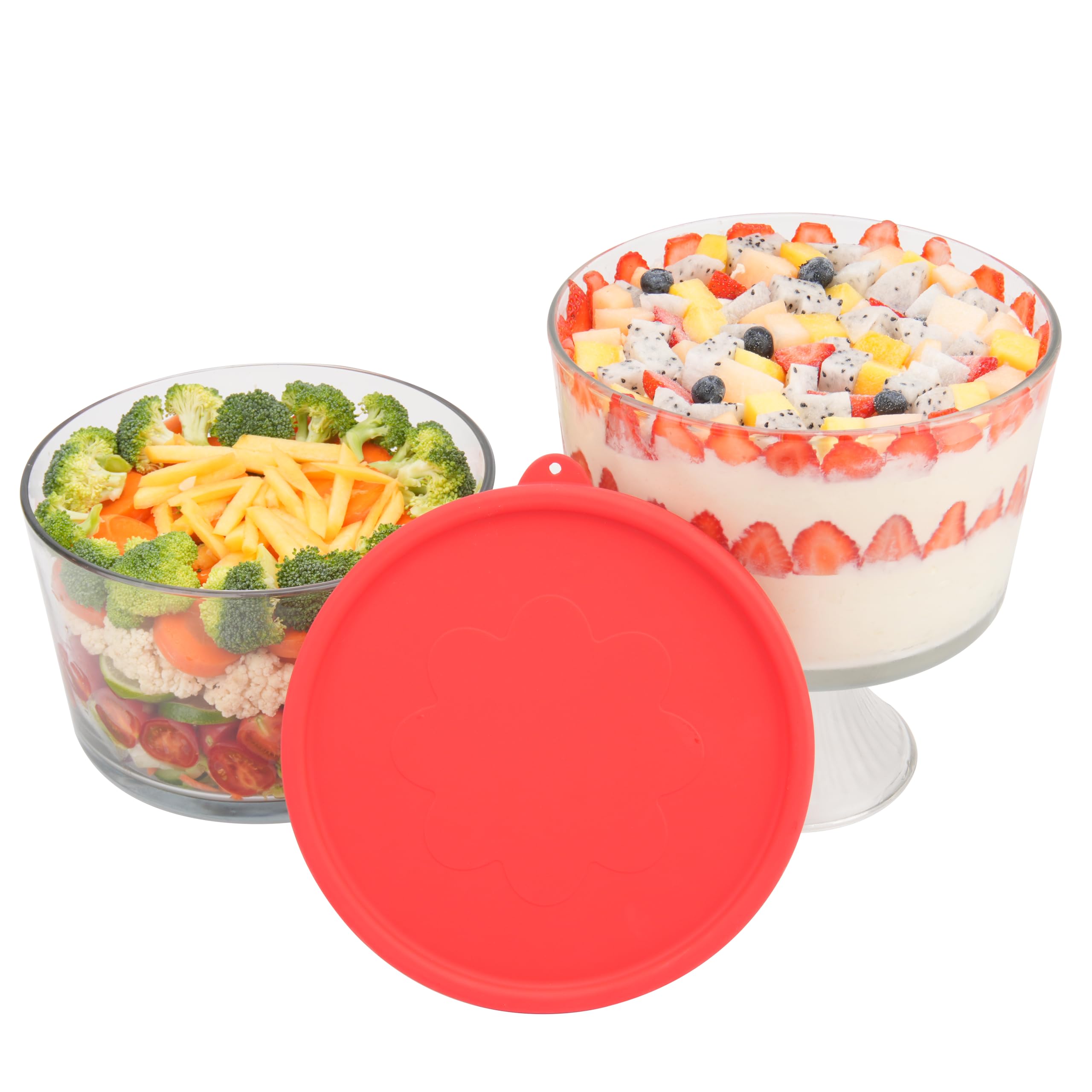 PUREKRA 1 Pack Silicone Lid for Anchor Hocking Footed Glass Trifle Bowl & Shallow Trifle Bowl (104 Oz / 3-Quart), Dishwasher And Microwave Safe (Bowl not included)