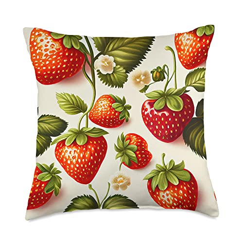 PopArtistry Vintage Strawberry Throw Pillow, 18x18, Multicolor
