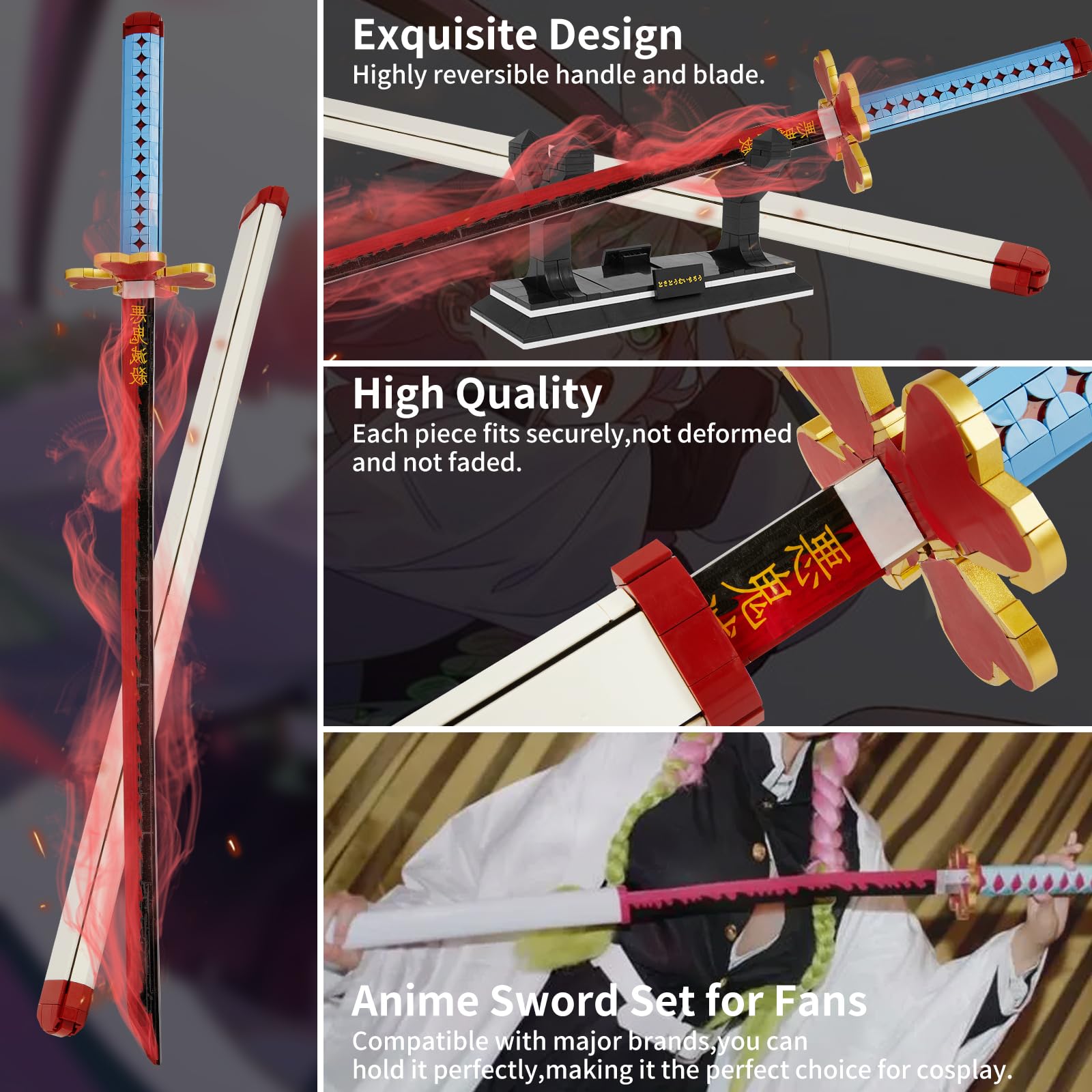 FORLUCKYEN Sword Building Blocks Set with Scabbard and Stand (jimujian)