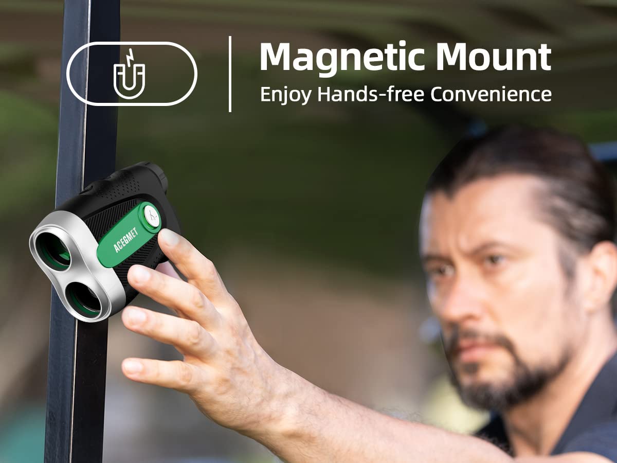 Golf Rangefinder, ACEGMET Golf Rangefinder with Slope ON/Off, Magnetic Mount, Flag Lock Pulse Vibration Range Finder 650 Yd Range Finder Golfing USB Charging, 6X Magnification Golf Accessories for Men