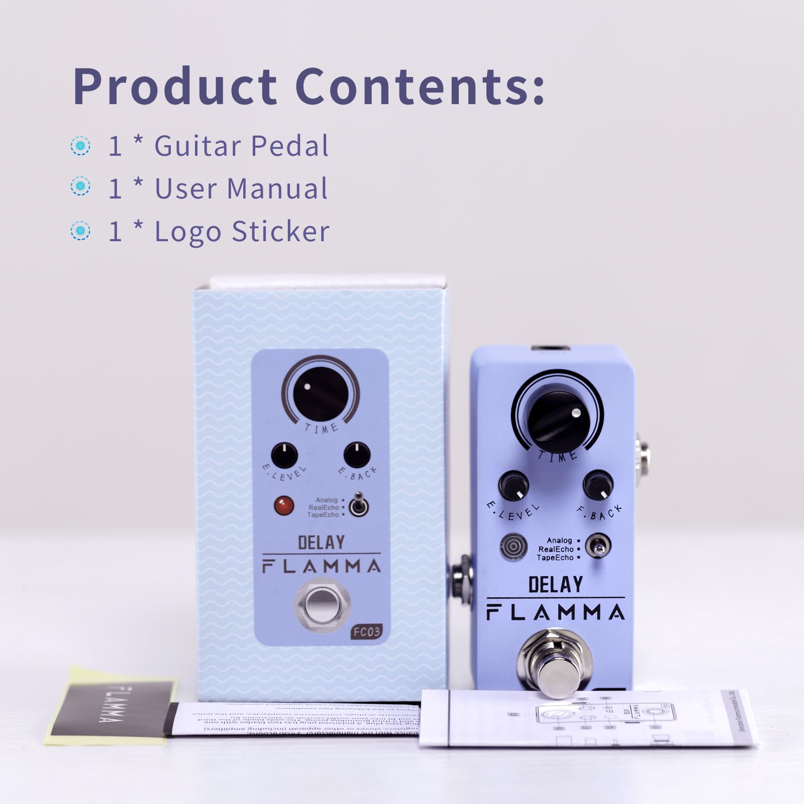 FLAMMA FC03 Delay Pedal Electric Guitar 3 Delay Effects Modes Analog Real Echo Tape Echo True Bypass