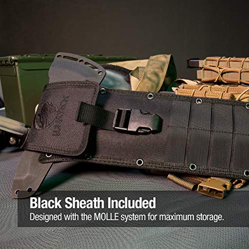 Luna Tech, LTK9501, Dave Young Combat Breaching Tool, 16.75in. Full Length Tang Tomahawk, TPR Handle, Includes Black Sheath with MOLLE System