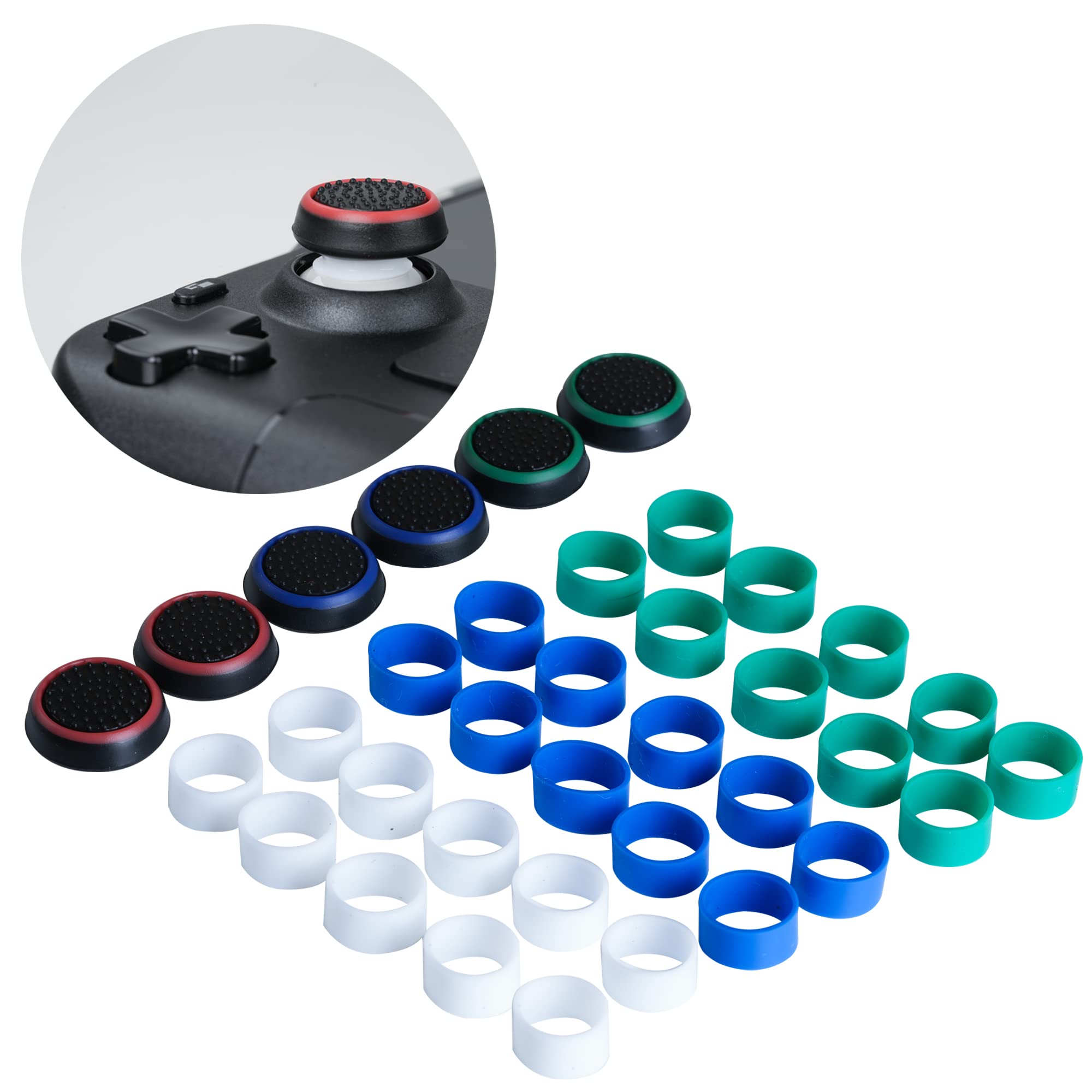 Joystick Protectors and Thumb Grip Caps for Steam Deck - Include 30 Silicone Joystick Protectors + 6 Thumb Grip Caps for Steam Deck
