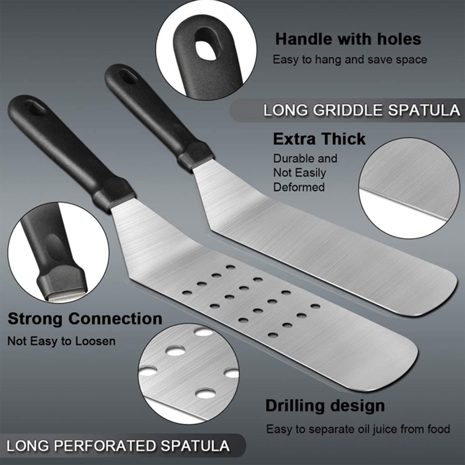 HKARIM Griddle Accessories Kit, Flat Top Grill Tools Set for Blackstone and Camping Cooking Chef, Outdoor BBQ Grill Accessories (8 Pcs)