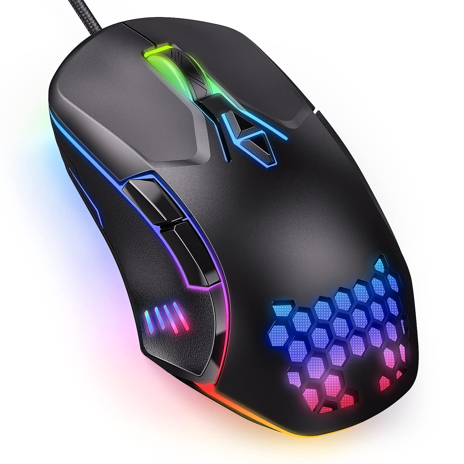 GIZORI Gaming Mouse with 7 Programmable Buttons, Mouse with Chroma RGB Backlit, 6400 DPI Adjustable Computer Mouse, USB Wired Mouse for PC, Laptop, Computer