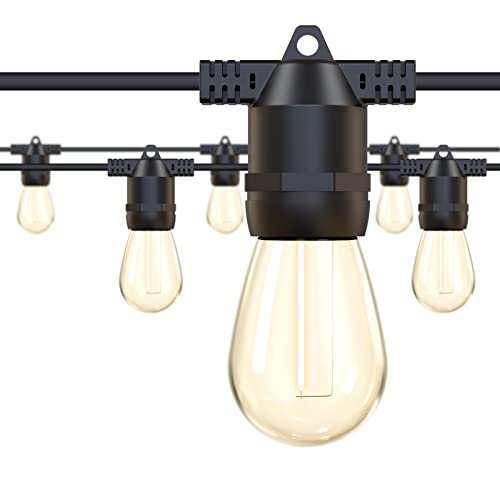 Lampeger 48FT LED Outdoor String Lights, Military Shatterproof Outdoor Lights for Patio, Porch, Backyard Outside Lighting, IP65 Waterproof Edison Vintage Outdoor Lights