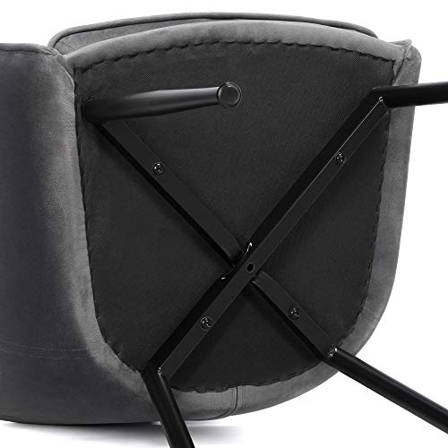 Yaheetech 4pcs Dining Chairs Counter Lounge Armrest Chairs Velvet Modern Chairs With Backrest and Upholstered Seat for Home Kitchen and Restaurant, Grey