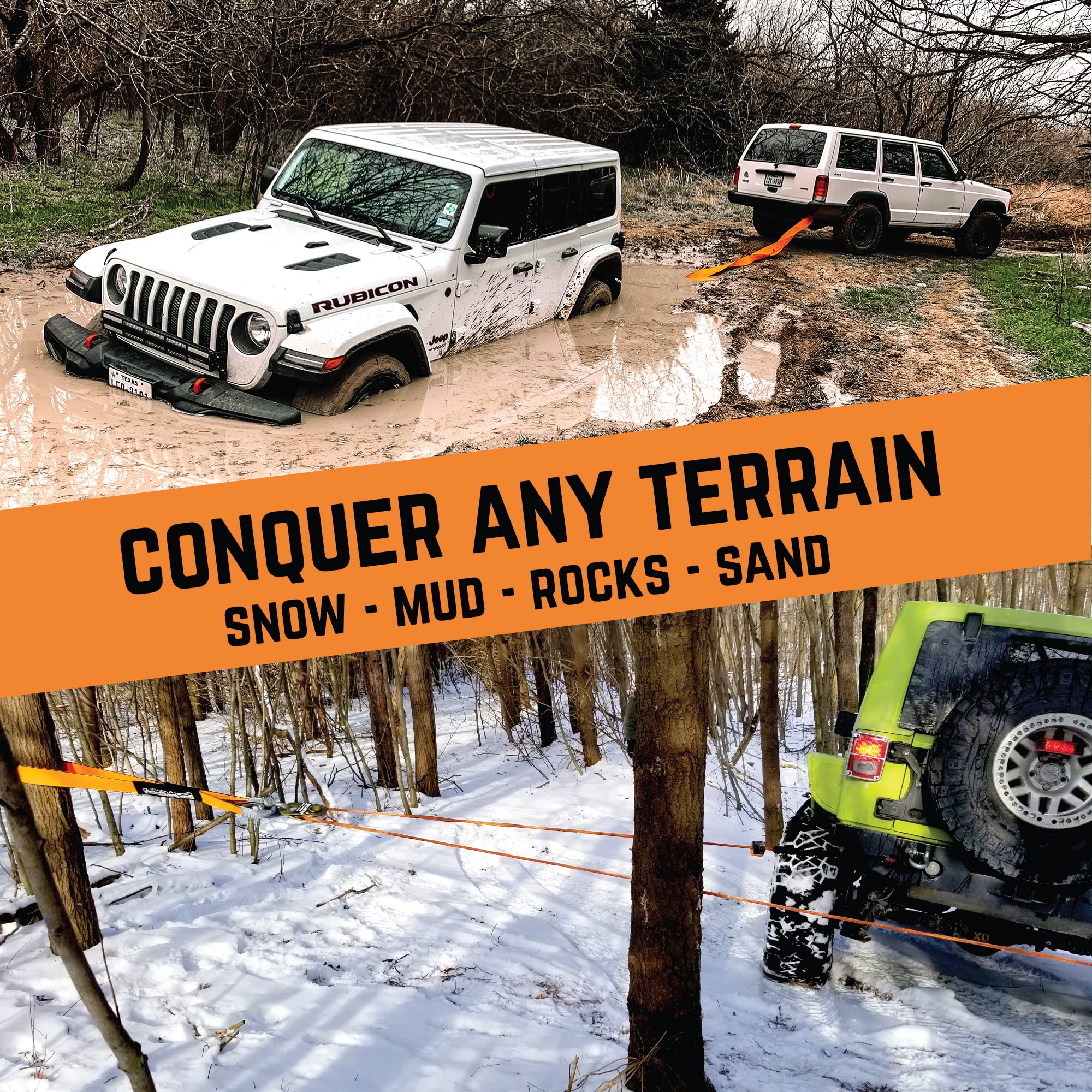 GearAmerica Tow Straps Heavy Duty with Loops 3" x 20' – 35,053 lbs Break Strength – Emergency Off Road Towing Rope & Winch Extension – Triple Reinforced Loops, Protective Sleeves & Storage Bag