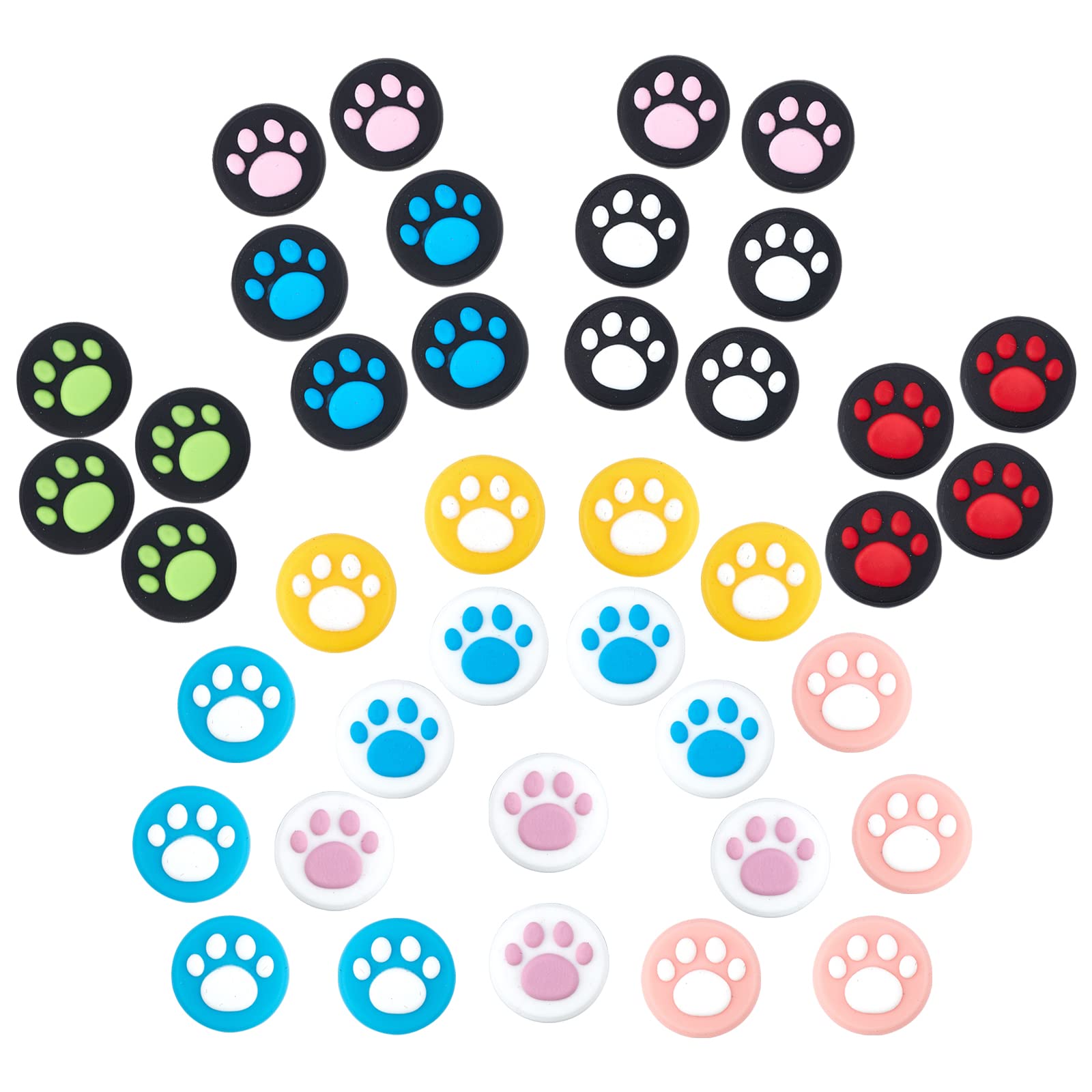 GORGECRAFT 10 Colors 40PCS Replacement Silicone Cat Paw Thumb Grip Caps Analog Stick Cover Joystick Cap Luminous Cover Compatible with All Switch, Switch Lite, Joy-Con Controller