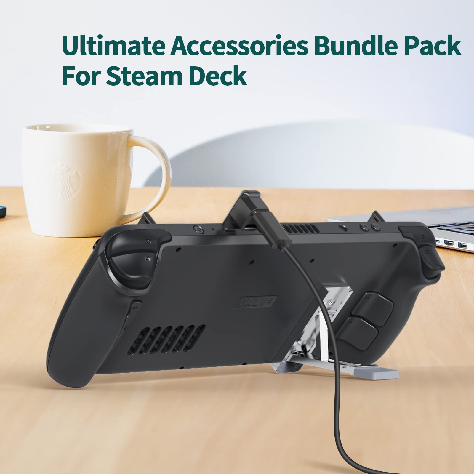 JOYTORN Joystick Guards Bundle with 6 Joystick Protecitve Holder,1 Kickstand,1 90 Degree USB C Male To Dual USB C Adapter