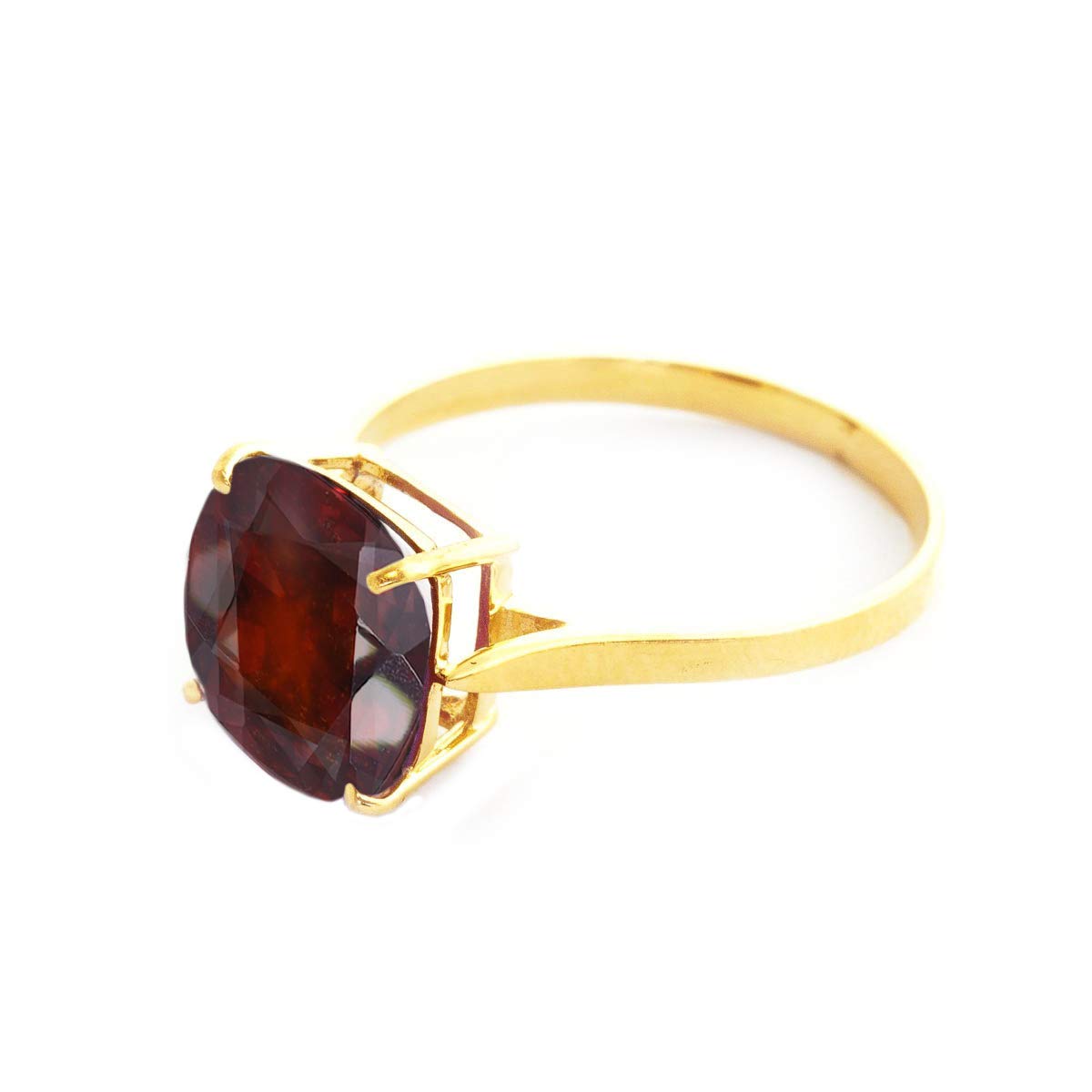 Galaxy Gold GG 14k Solid Yellow Gold Ring with Natural Checkerboard Cut Garnet - Size 5.5